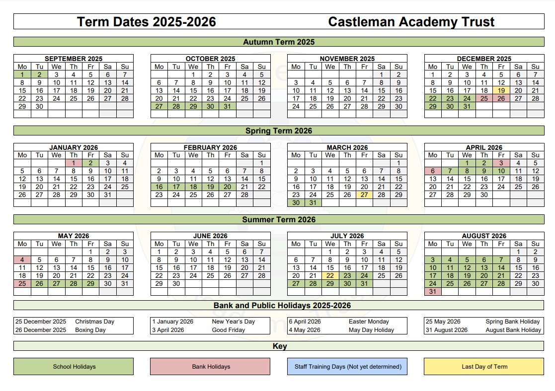 Term Dates | Broadstone Middle School